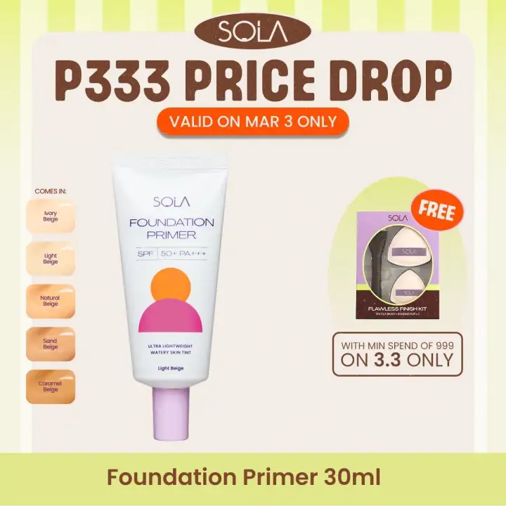 Sola Foundation Primer SPF50PA+++ 30ml (Tinted Sunscreen) | Lazada PH