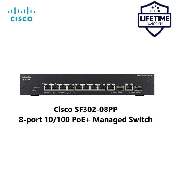Cisco SF302-08PP 8 port 10/100 PoE+ Managed Switch (SF302-08PP-K9-EU ...