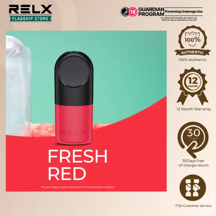 RELX Pod Pro Pod Pack Fresh Red 30mg/g GHW (Vape Juice) Single Pod ...