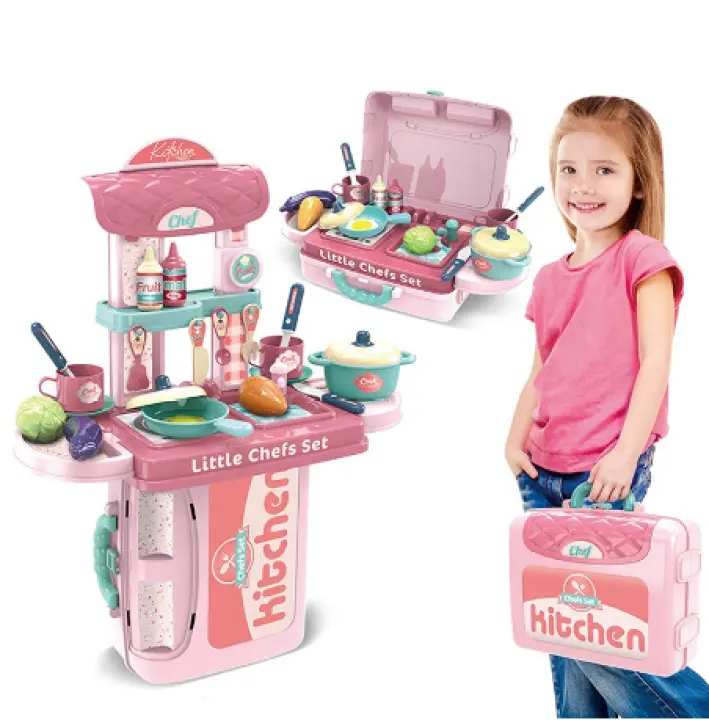 MnKC 3in1 Pretend Play Suitcase Kitchen Set Toys for Kids Girls Boys ...