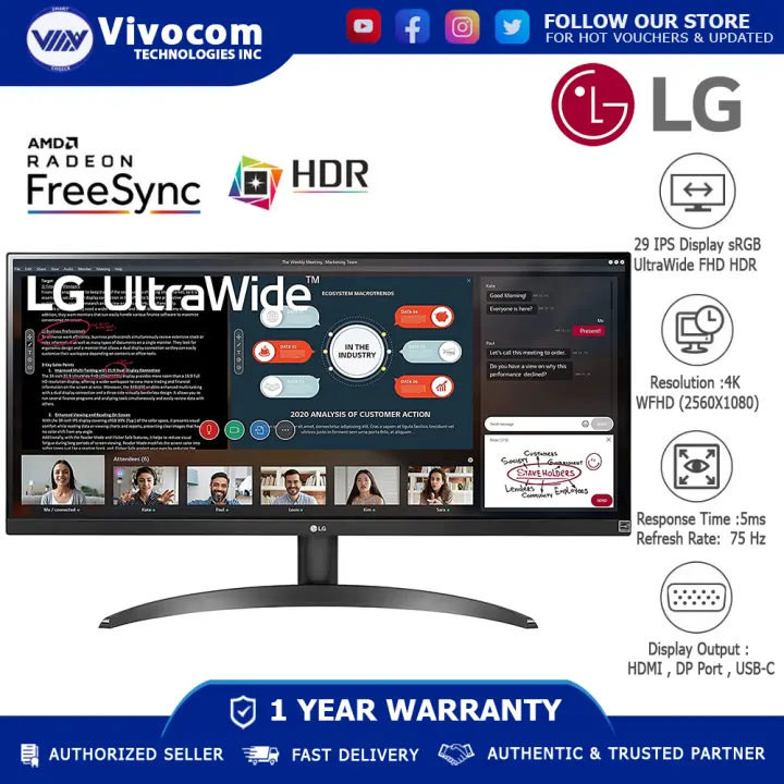 LG Monitor Ultrawide 21:9 29WP500-B 29 Inch WFHD (2560X1080) IPS sRGB99 ...