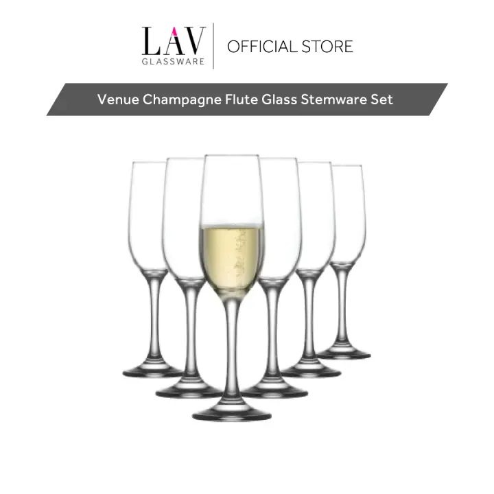 Lav 6 Piece Champagne Flute Glass Stemware Set 7 12 Oz Table Pack Venue Lazada Ph