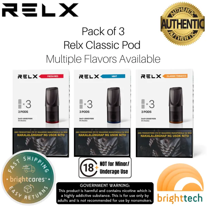 RELX Classic Pods Pack of 3 - Original w/ QR Code Prefilled Vape Juice ...