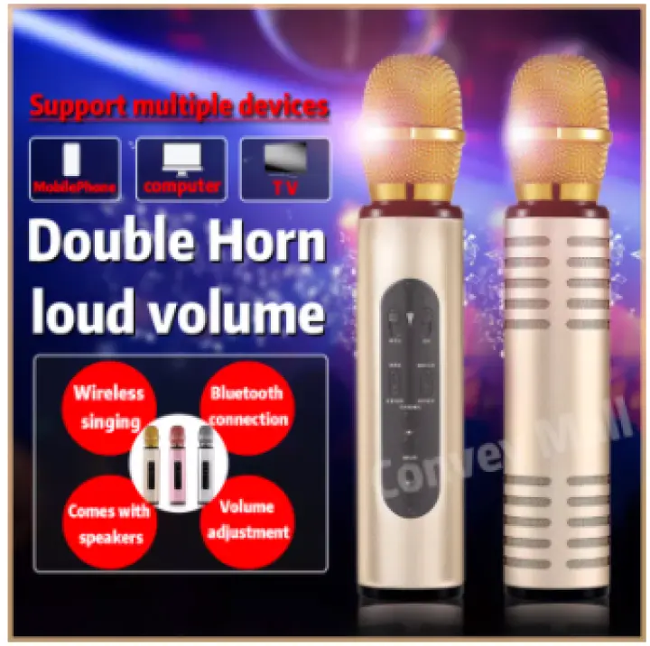 K6 bluetooth handheld Microphone karaoke HiFi speaker dual speaker ...