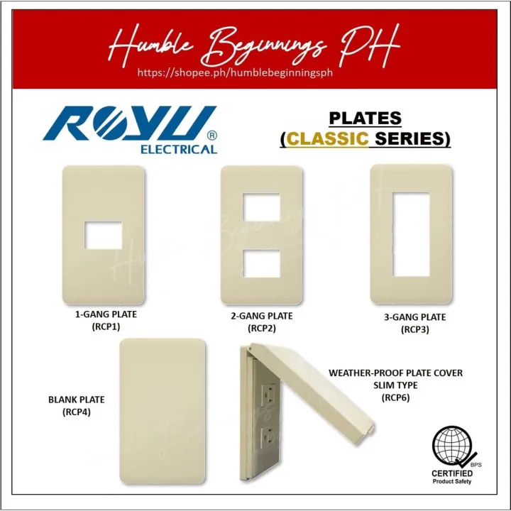 ROYU Classic Plate 1 2 3 Gang Blank Plate Weatherproof Cover Slim Type ...