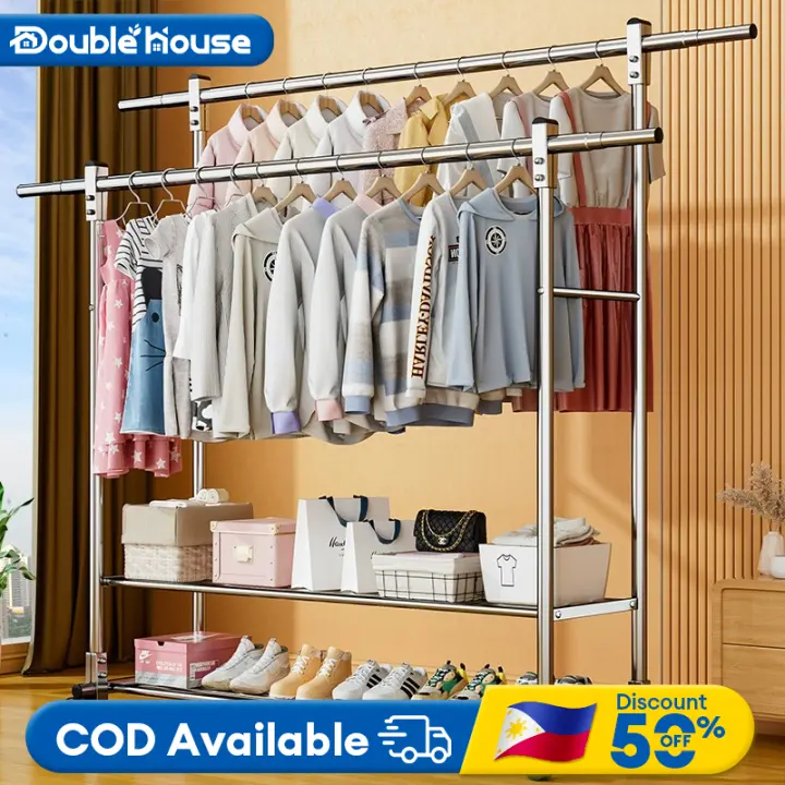 Stainless Clothe Rack Double Poles Foldable Drying Rack Foldable ...