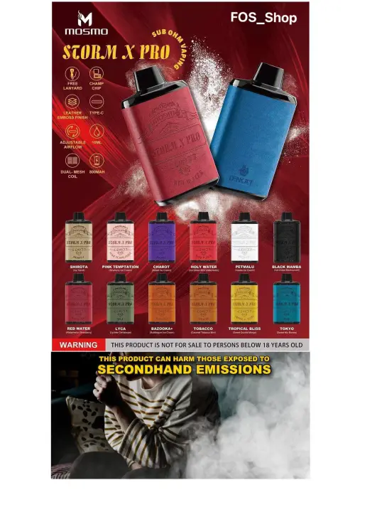 Mosmo Storm X Pro 9000 Puffs Disposable 800mAh Battery with Lanyard ...