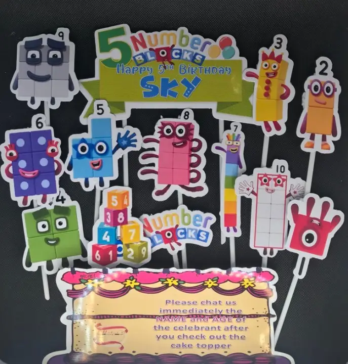 NUMBER BLOCKS CAKE TOPPERS with personalized name at age. | Lazada PH