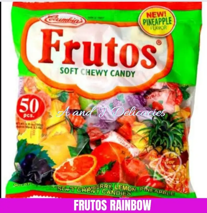 Frutos Soft Chewy Candy (50 pcs per pack) Batang 90s Favorite Candies ...