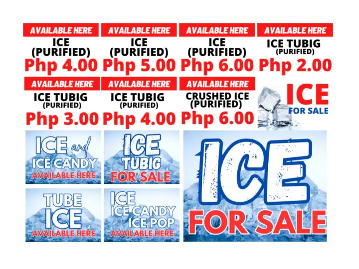 Ice Yelo Ice Tubig Purified Signage (Laminated Signage and Waterproof ...