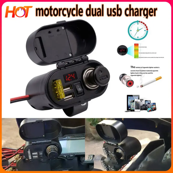🔥 Motorcycle USB Charger With Voltmeter 12V Waterproof Motorbike ...