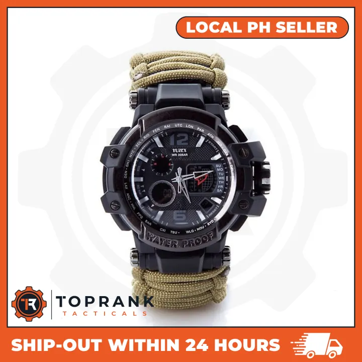 TOP RANK - Yuzex G3 Tactical Watch Adjustable Paracord Strap Survival ...