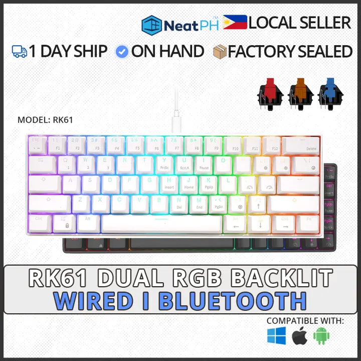 ROYAL KLUDGE RK61 60% Wireless Mechanical Gaming Keyboard RGB Dual Mode with Bluetooth by NeatPH ...