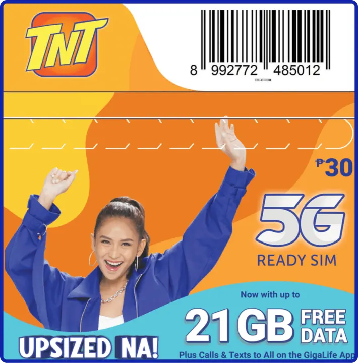 TNT 5G Ready Simcard Brand New Fresh Free 21GB Data 10min Call 100 ALL ...