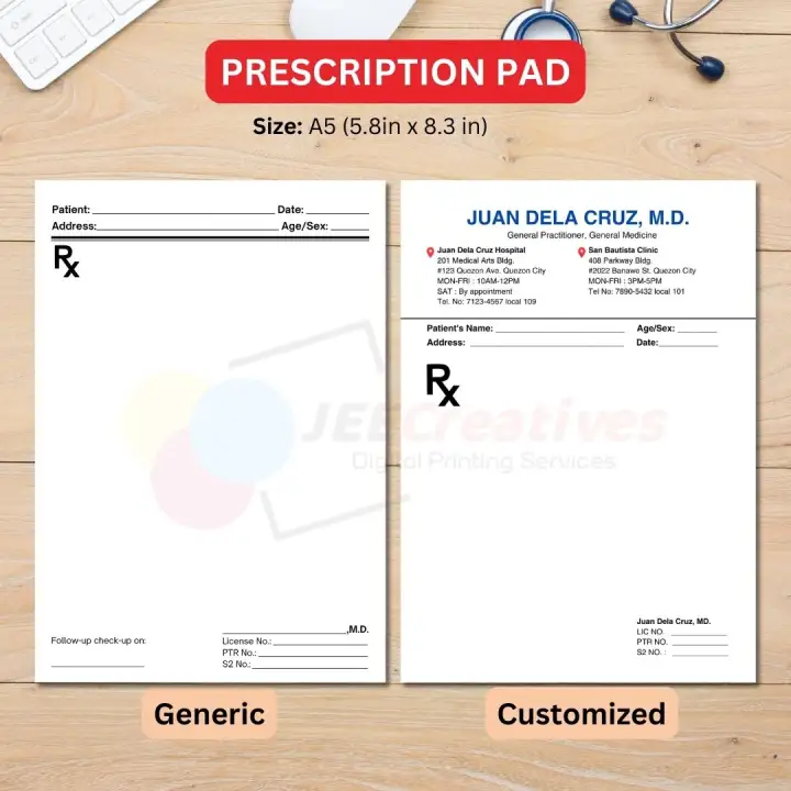 RX Prescription Pads , Generic or Customized Prescription Pads, A5 size ...