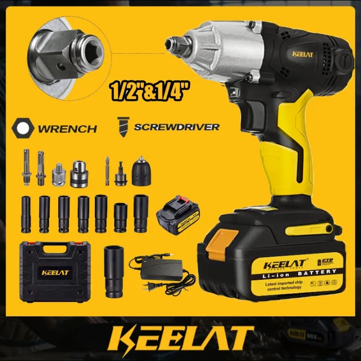 KEELAT High Quality 3 In 1 Electric Impact Wrench Cordless 1/2 1/4 ...