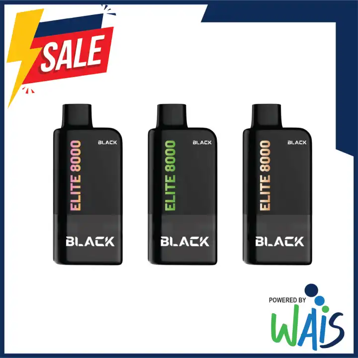 Authentic Black Elite 8K Prefilled Pod Starter Kit Rechargeable Battery ...