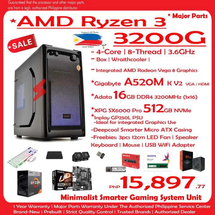 AMD Ryzen 3 3200G | Smarter and X9 A520M Gigabyte Gaming Sets | 4-Core ...