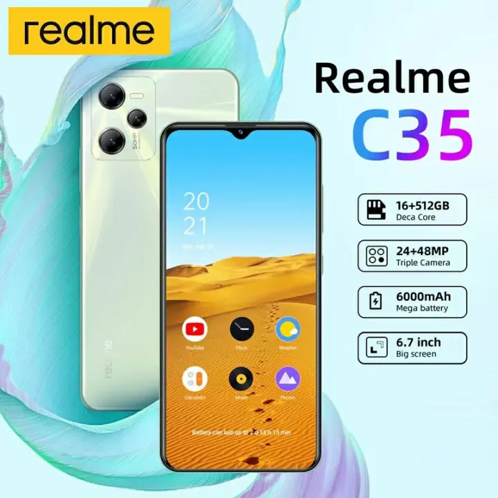 Realme C35 Original Smart Phone 16Gb+512Gb 6.7 Inch 5000mAh Built-in ...