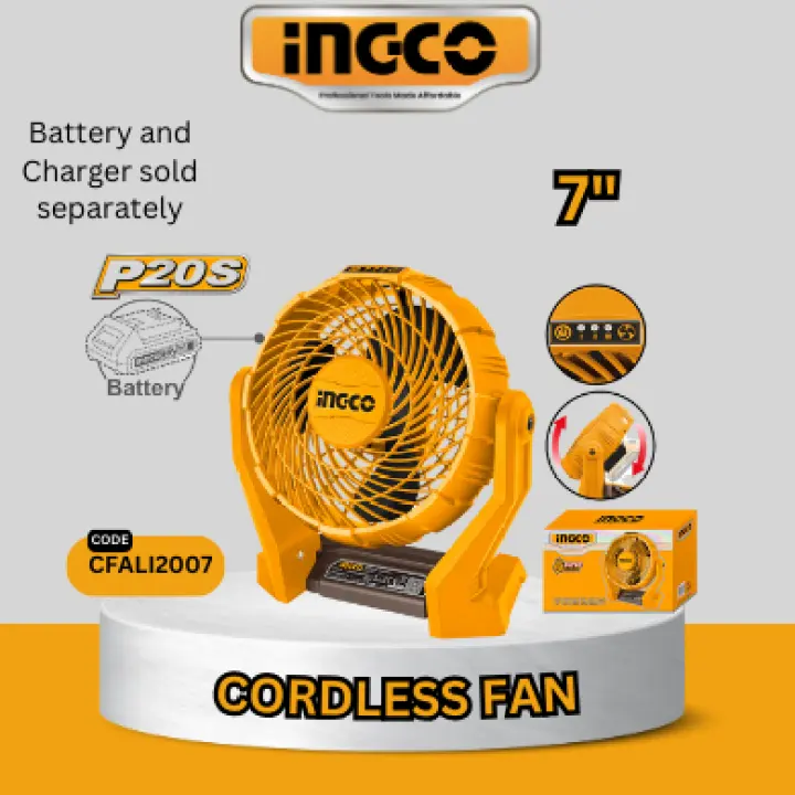 INGCO Cordless Fan 20V (Battery and Charger Sold Separately) CFALI2007 ...