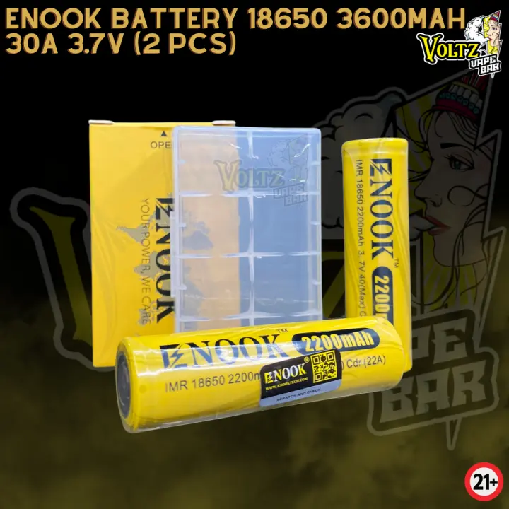 Original 2 Pcs Enook Battery 18650 2200 mAh 3.7V (Voltz Vape Bar ...