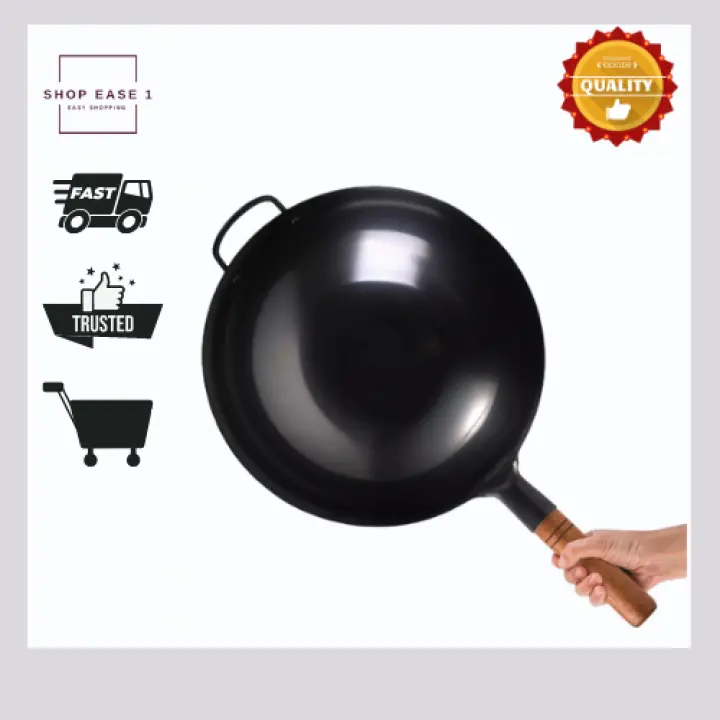 Pre-Seasoned Non Stick Traditional Asian Carbon Steel Wok Stir Fry Pan ... Pre-Seasoned Non Stick Traditional Asian Carbon Steel Wok Stir Fry Pan ...