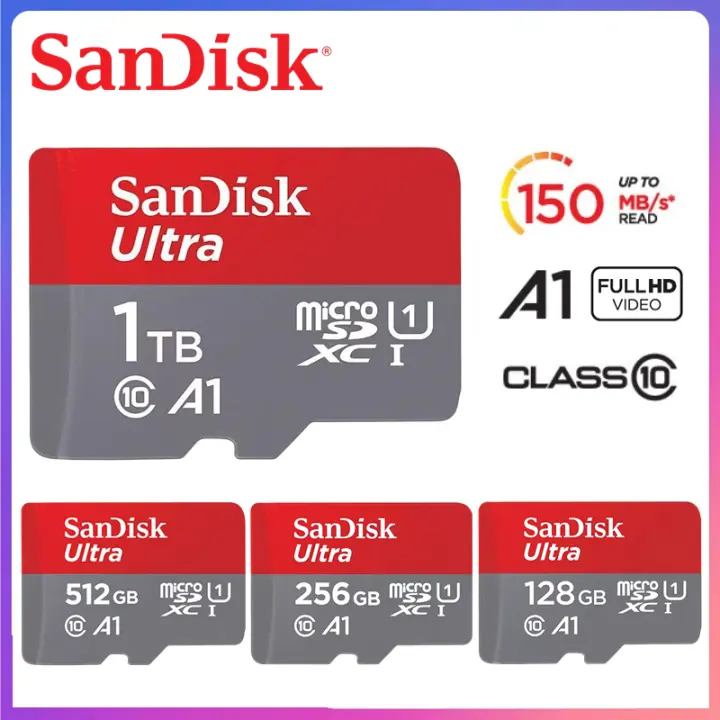 SanDisk 128GB 256GB 400GB 512GB 1TB Ultra Micro SDXC A1 Series UHS-I Class 10 up to 150MB/s ...