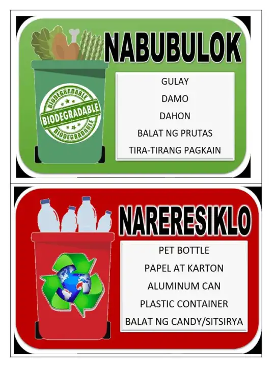 LAMINATED WASTE/GARBAGE SEGREGATION SIGNAGES (4 PCS - half the size of ...