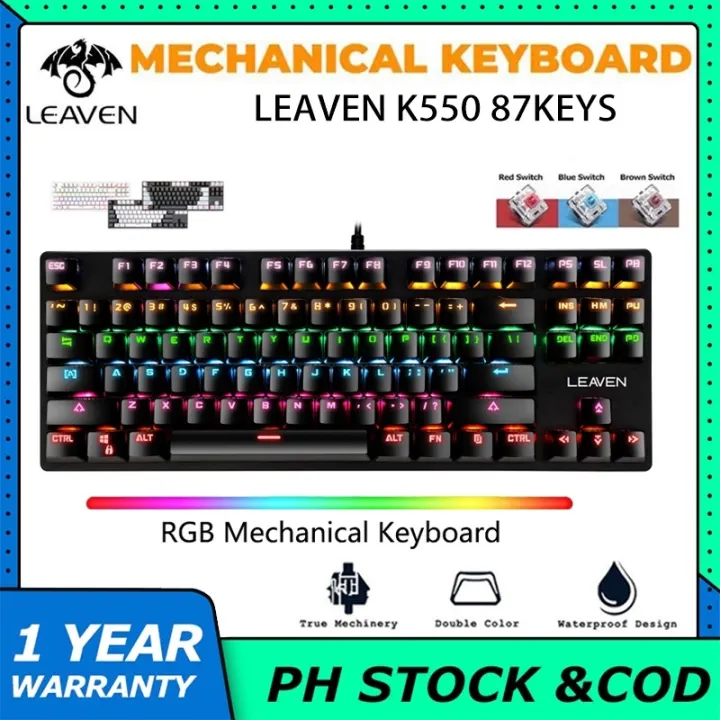 【COD】nbgfvju73120386 【24h Delivery】 LEAVEN K550 87key K880 K990 104key wired game mechanical ...
