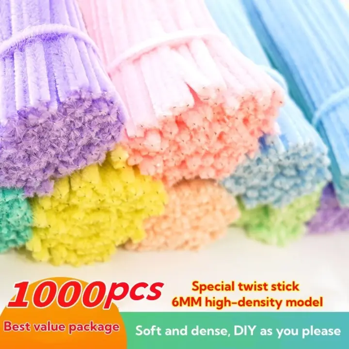 100Pcs Multicolor Dense Fuzzy Wire Pipe Cleaner Craft Flower Handmade ...