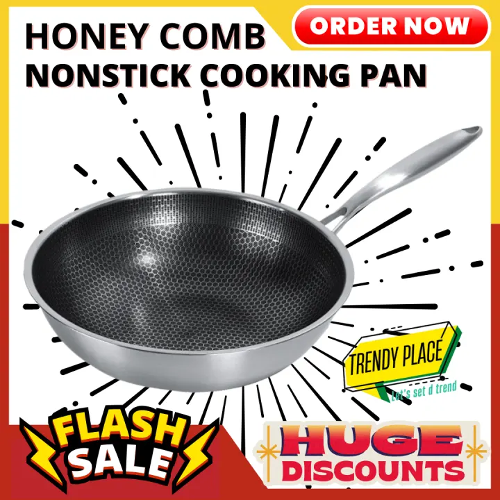 Non-stick Cooking Pan Honey Comb Surface Multi-layer for equal heat ...