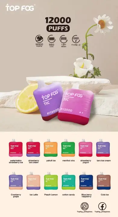 Top fog Disposable Pod 12000 Puffs taste upgrade with charger | Lazada PH