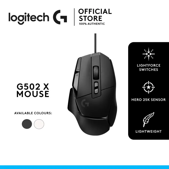 Logitech Gaming Mouse G502 X LIGHTFORCE HERO 25K Sensor Hybrid Optical Mechanical Primary Switch ...