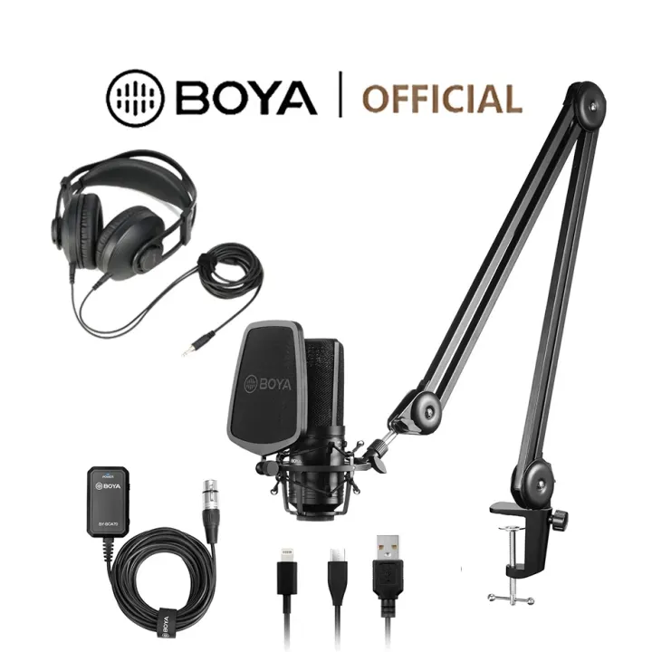 BOYA BY-M1000 Condenser Microphone Full Set Professional Mic with Boom ...