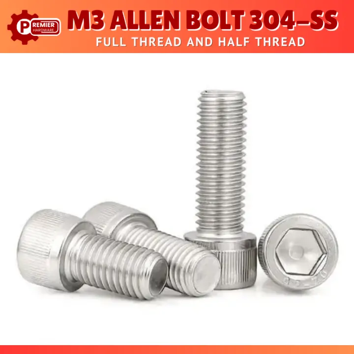 M3 Allen Bolt 304 Stainless Steel 3mm Thread Socket Head Cap Premier ...