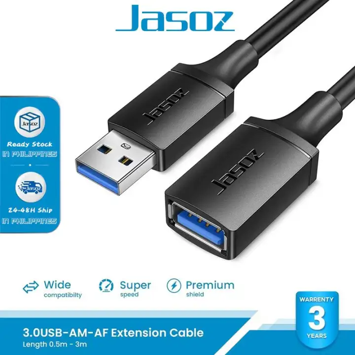 Jasoz USB 3.0 Extension Cable (A Male to A Female) for USB Hub, Printer, Card Reader, Bluetooth ...